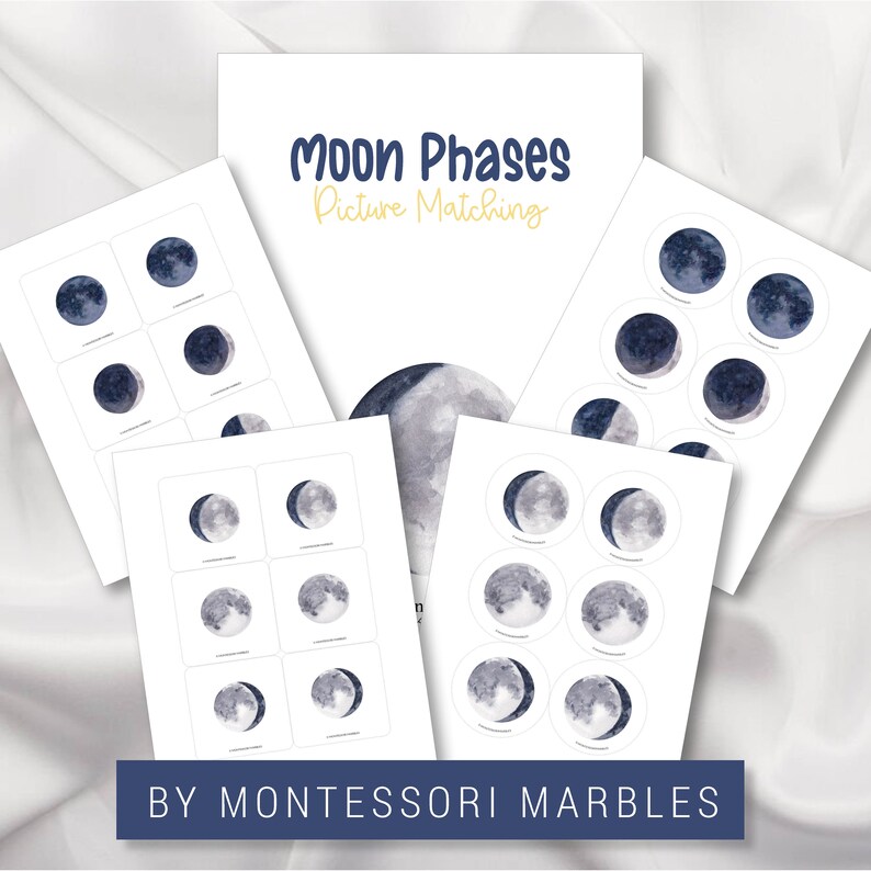 MOON PHASES Picture Matching Outer Space Theme Montessori - Etsy