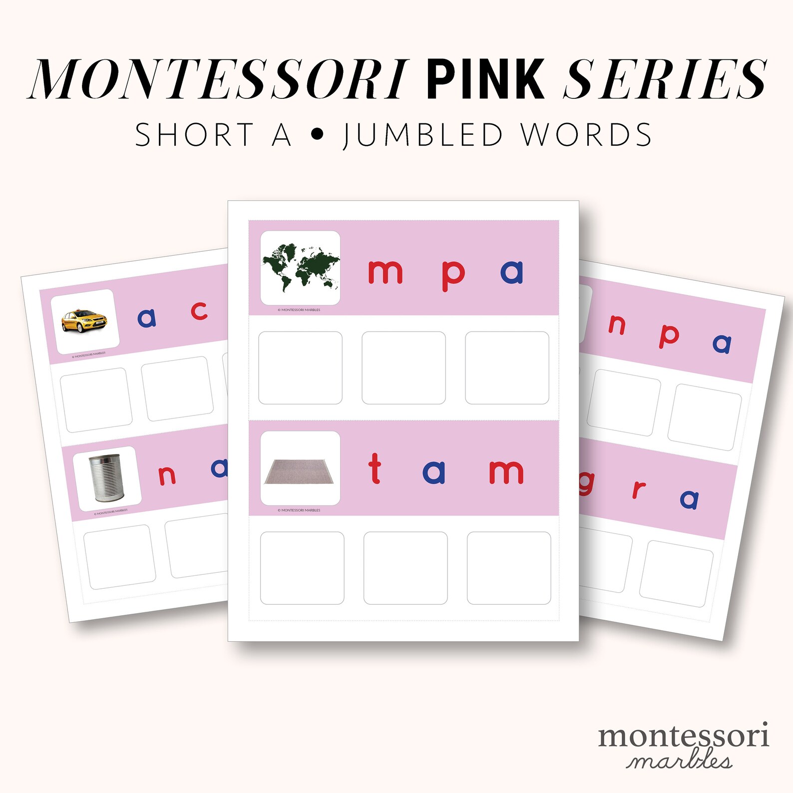 Montessori Pink Series Jumbled Word Cards for Short A - Etsy