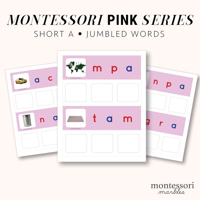 Montessori Pink Series Jumbled Word Cards for Short A - Etsy