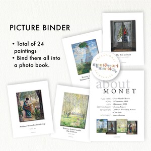 CLAUDE MONET Montessori Picture Binder, Art History for Kindergarten ...