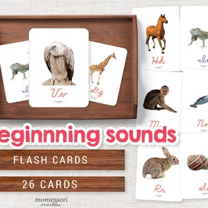 CURSIVE BEGINNING SOUNDS Flash Card Montessori Phonics - Etsy