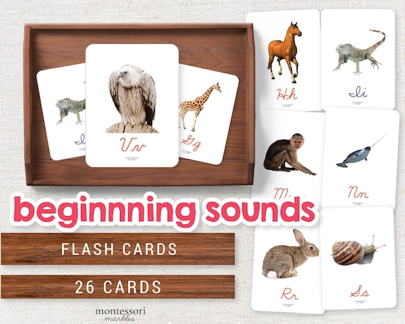CURSIVE BEGINNING SOUNDS Flash Card Montessori Phonics - Etsy