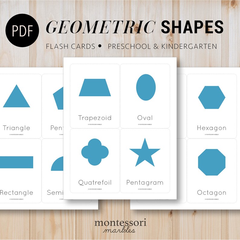 SHAPES Flash Cards Montessori Inspired Printable for Age 3 - Etsy