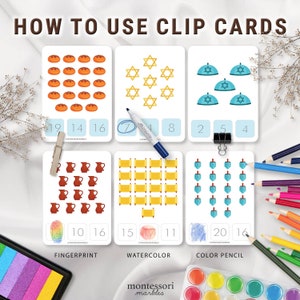 HANUKKAH Counting Flash Cards, Montessori Math Prek Clip Card Activity ...