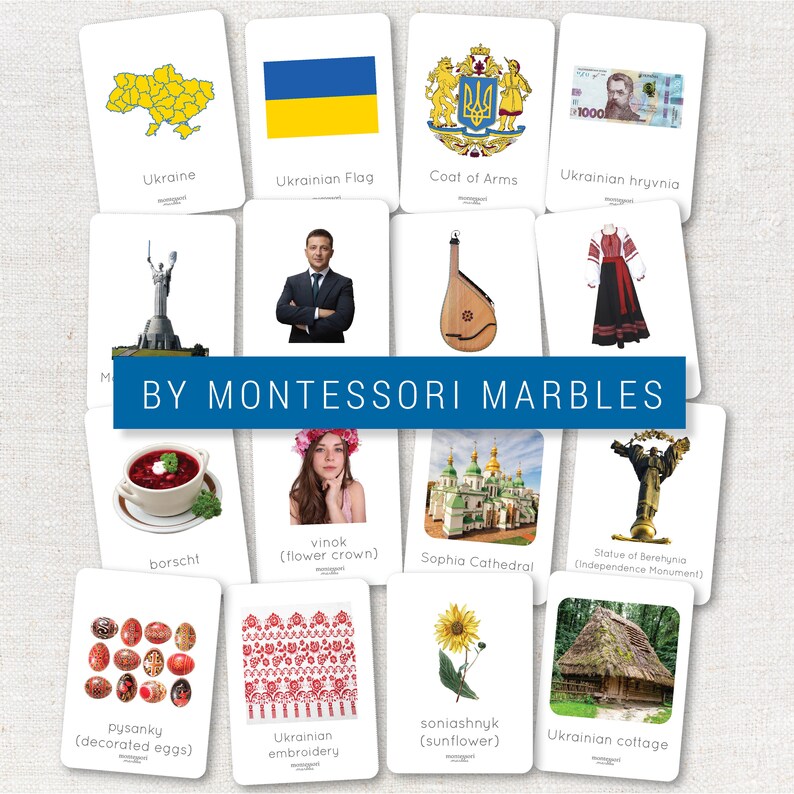 UKRAINE Flash Cards Montessori Inspired Printable With Real Pictures ...