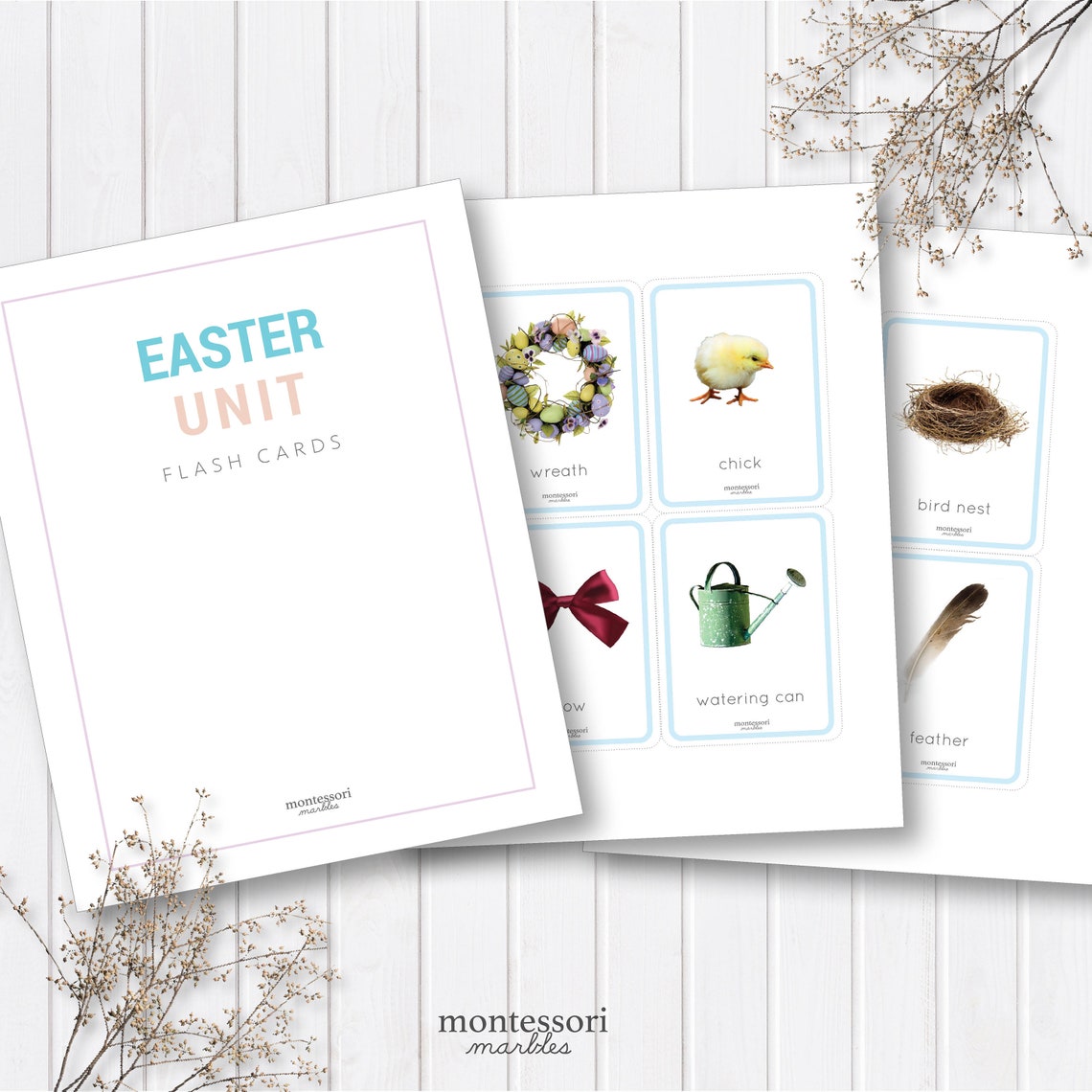 EASTER Flash Cards Montessori Inspired Printable Vocabulary - Etsy