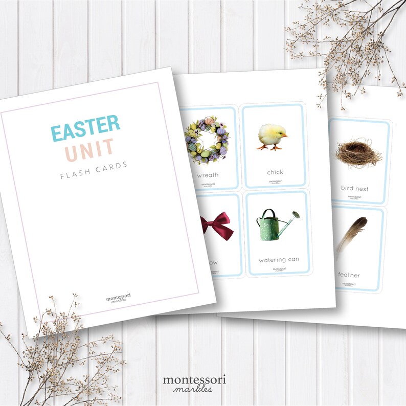 EASTER Flash Cards Montessori Inspired Printable Vocabulary - Etsy