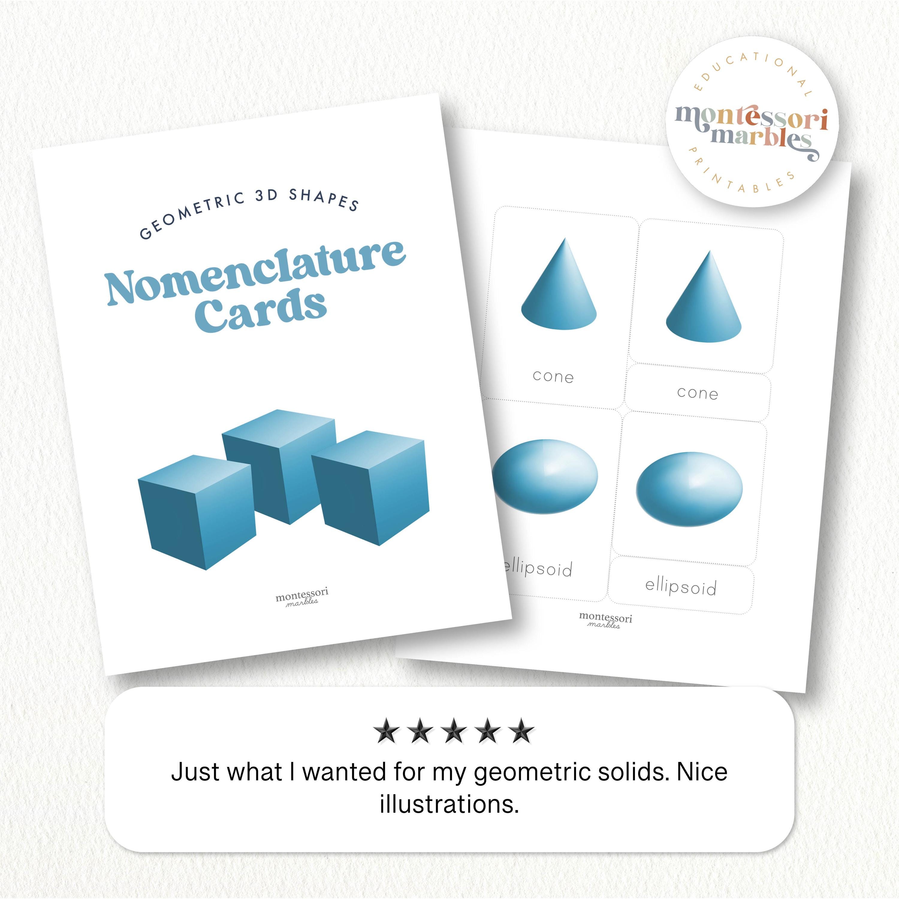 Geometry 3D Shapes Nomenclature Cards | Montessori Mathematics | 10 3 ...