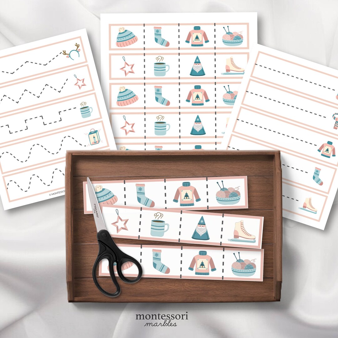 WINTER Cutting Strips, Scissors Skills, Cutting Skills, Fine Motor ...