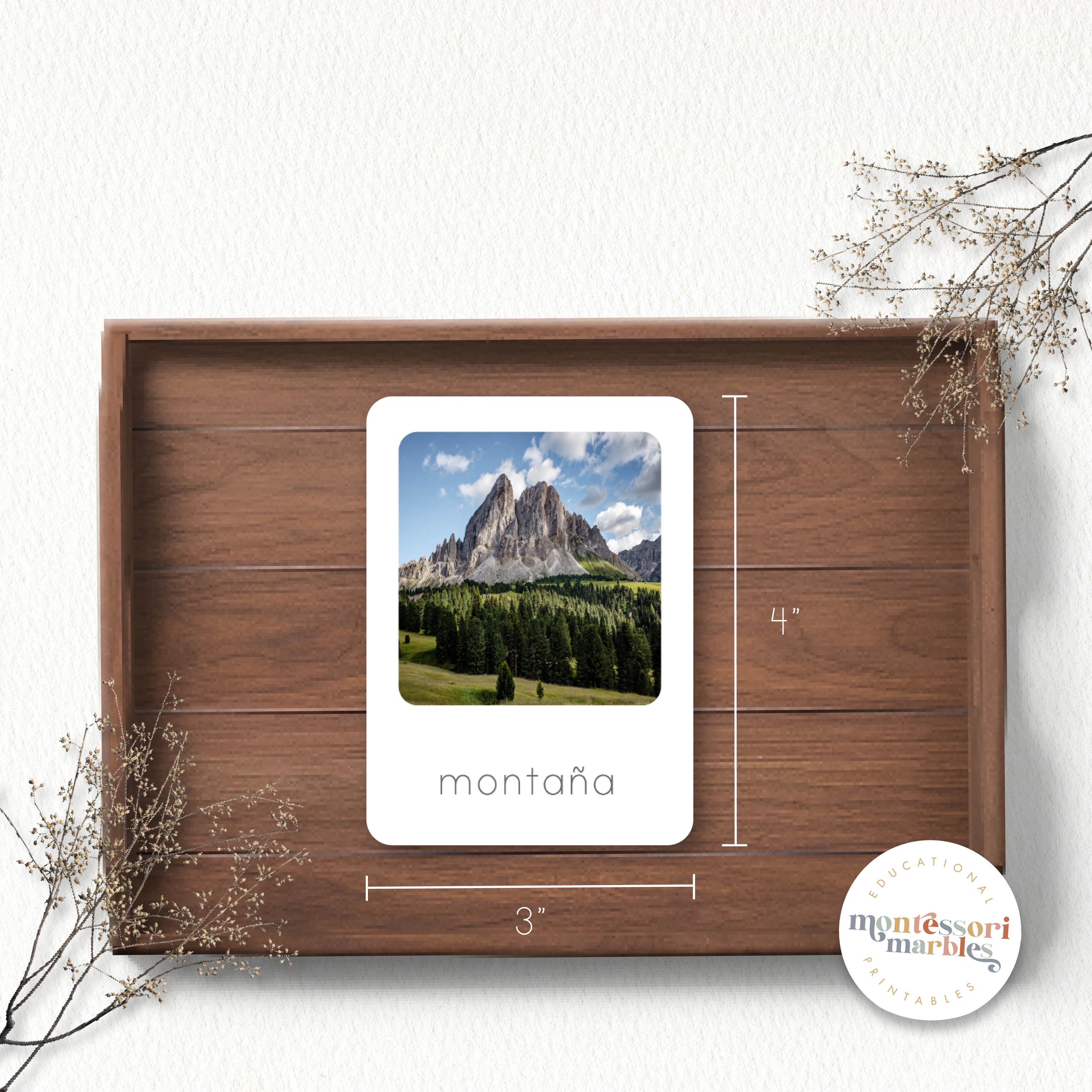 Spanish Landforms Flash Cards | Montessori Geography | Bilingual Earth ...