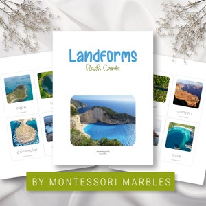 LANDFORMS Flash Cards Montessori Inspired Cards Social Studies ...