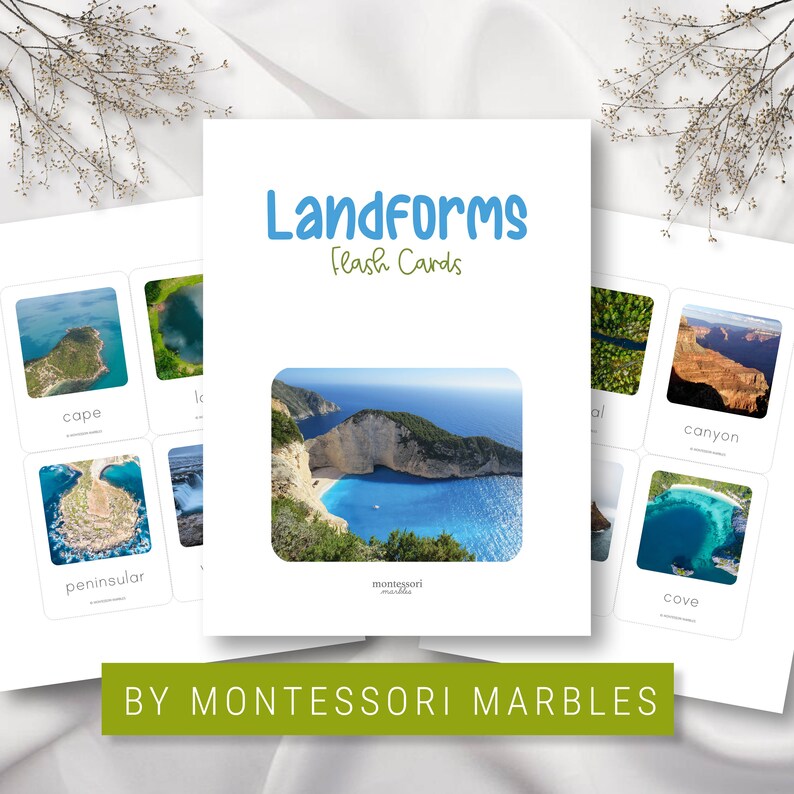 LANDFORMS Flash Cards Montessori Inspired Cards Social - Etsy