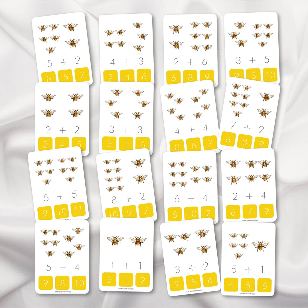 BEE UNIT Addition Clip Cards Simple Addition for - Etsy