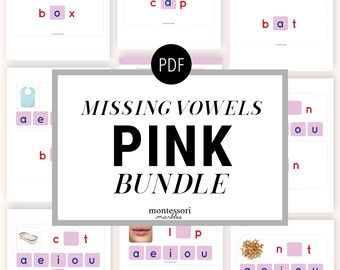BUNDLE PACK Montessori Pink Series Missing Vowels Cards for - Etsy