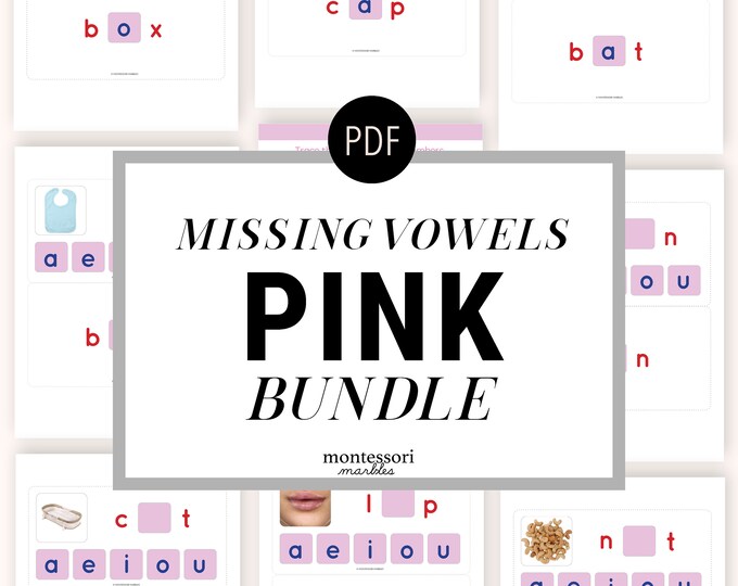 BUNDLE PACK Montessori Pink Series Missing Vowels Cards for - Etsy