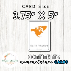 SEVEN CONTINENTS Nomenclature Cards Montessori Learning | Etsy