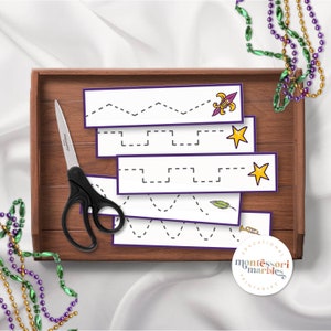 MARDI GRAS Cutting Strips for Preschool, Prek, Kindergarten, Toddler ...