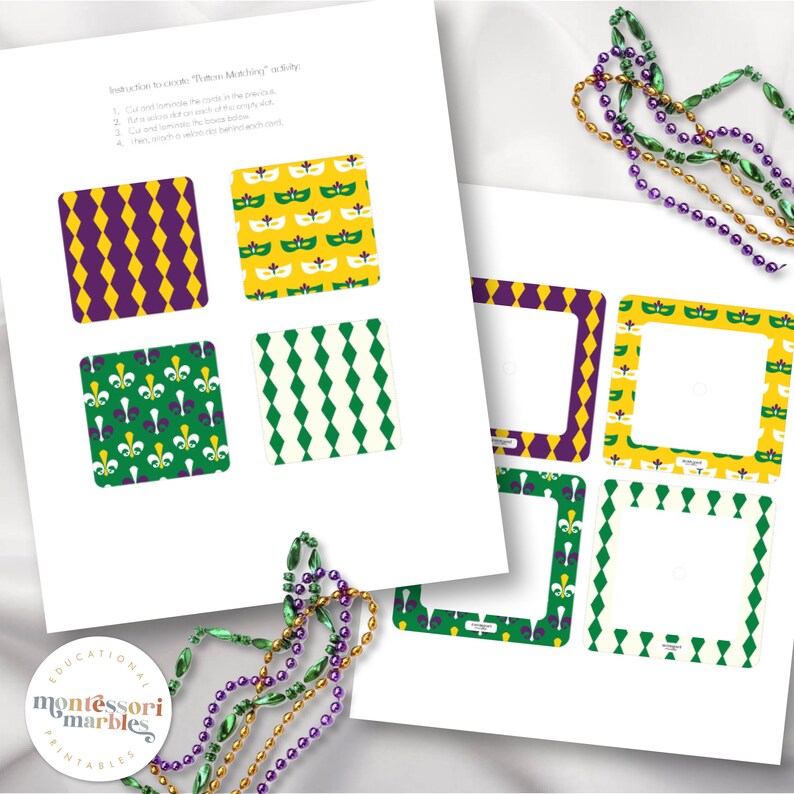 Mardi Gras Pattern Matching Puzzle | Montessori Toddler Visual Skills ...