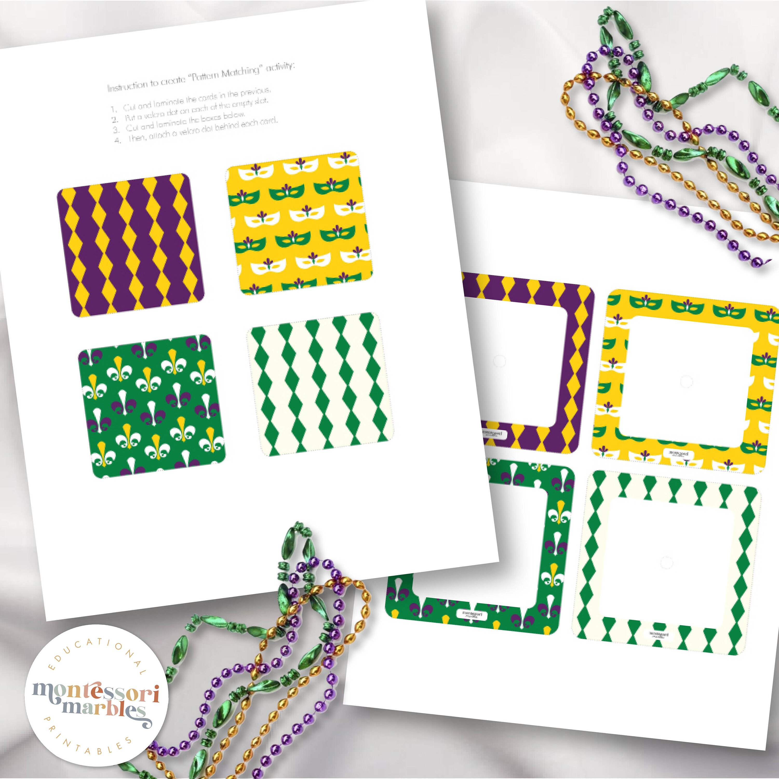 Mardi Gras Pattern Matching Puzzle | Montessori Toddler Visual Skills ...