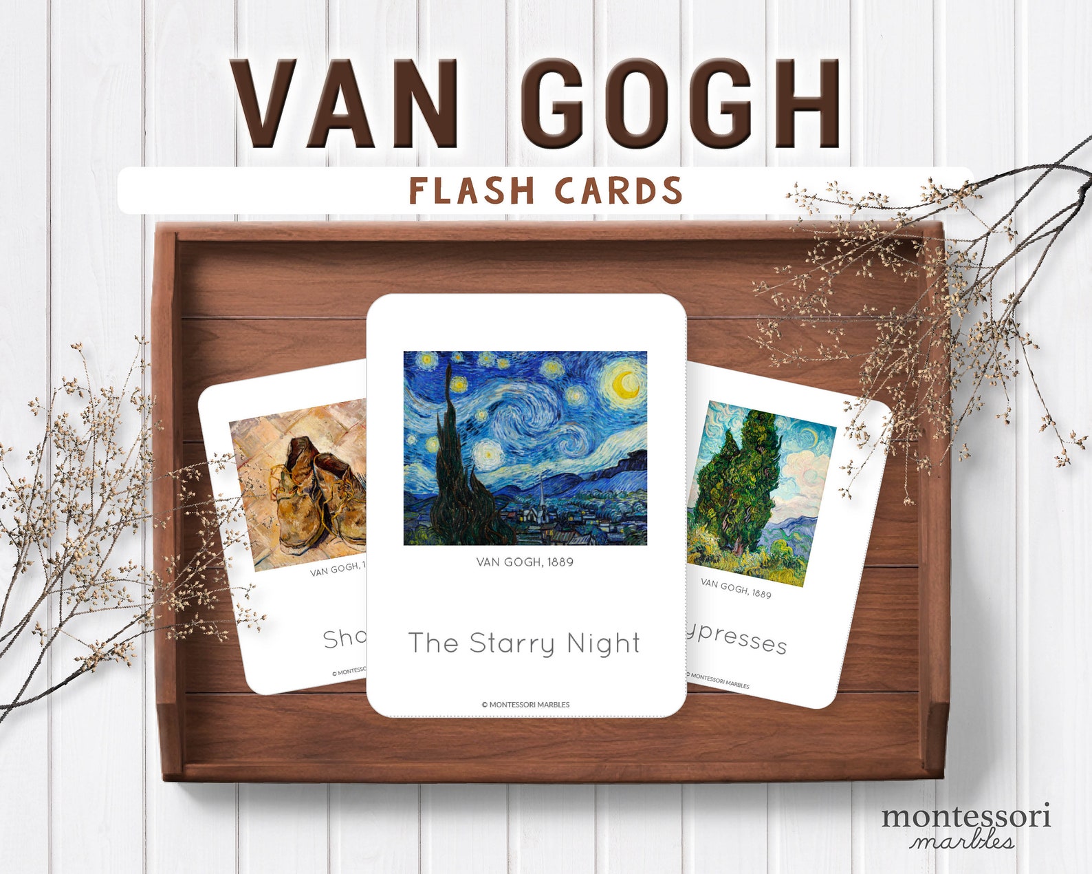 Vincent Van Gogh Flash Cards Famous Artists Famous | Etsy