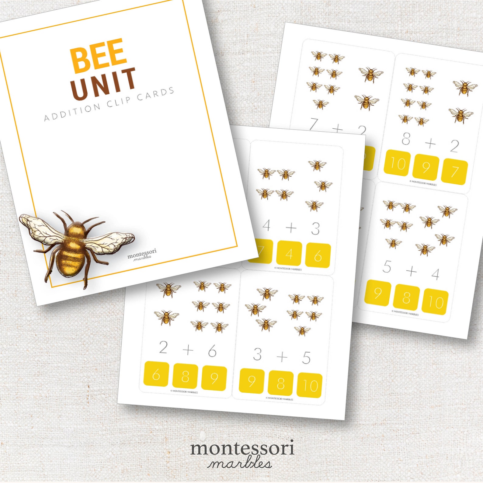 BEE UNIT Addition Clip Cards Simple Addition for - Etsy
