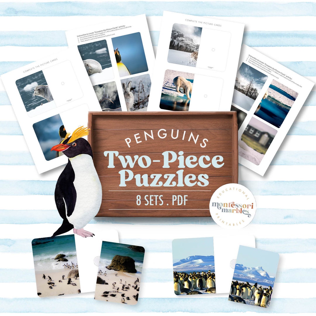 PENGUINS Complete the Pictures | Montessori Picture Matching Activity ...