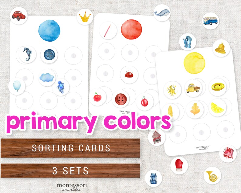 PRIMARY COLORS Sorting Cards Montessori Inspired Activities - Etsy