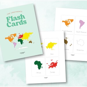 SEVEN CONTINENTS Flash Cards | Montessori Resources, Social Studies ...