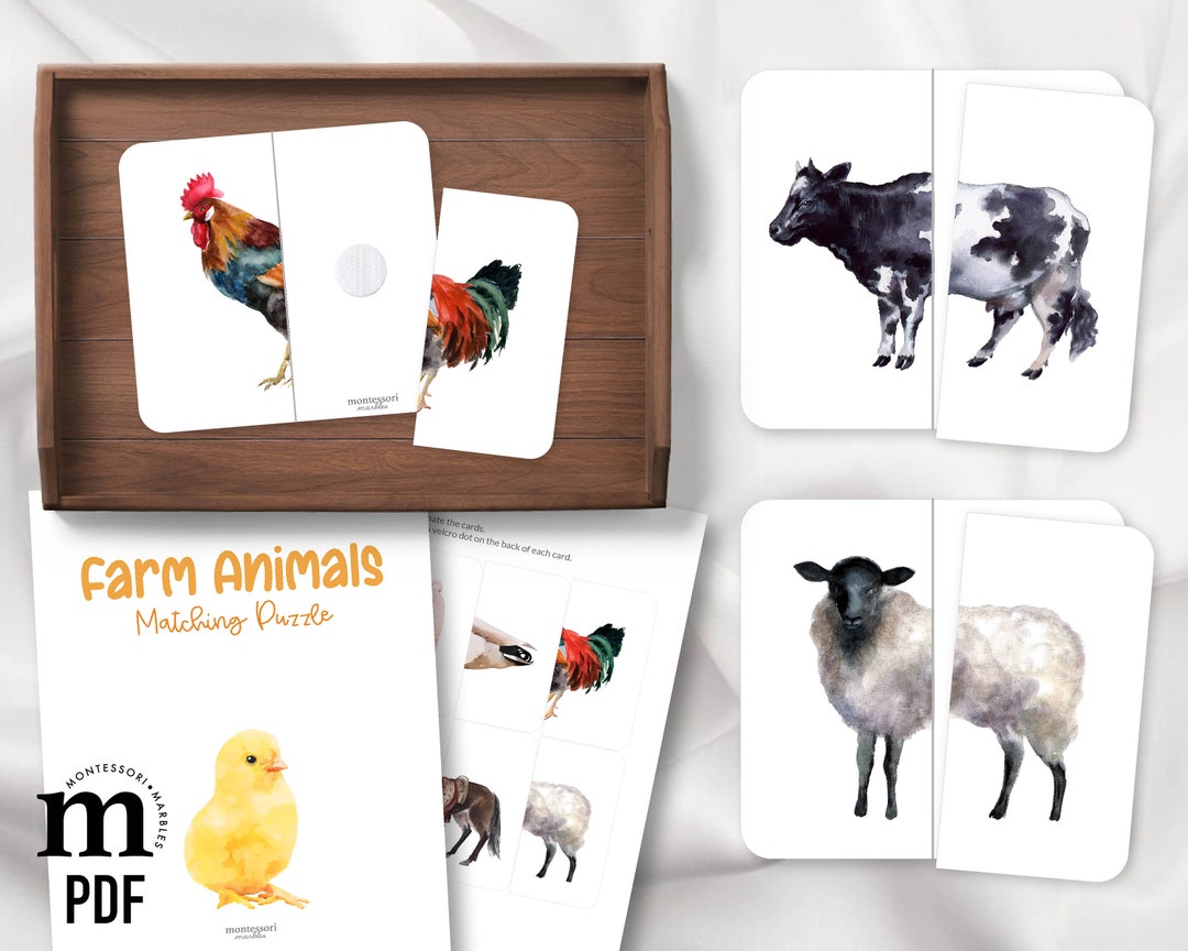 FARM ANIMALS Symmetry Puzzles Montessori Inspired Printable - Etsy