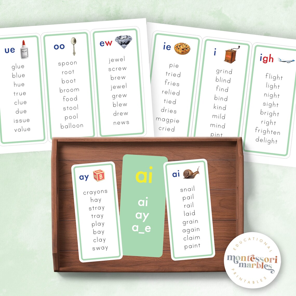 MONTESSORI GREEN SERIES Phonogram Word Lists | Emerging Readers ...