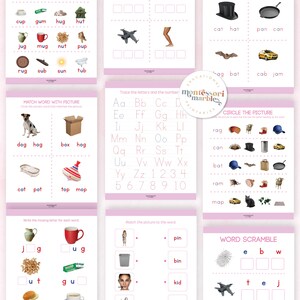 BUNDLE Montessori Pink Series Workbooks, Short A E I O U, CVC Words for ...