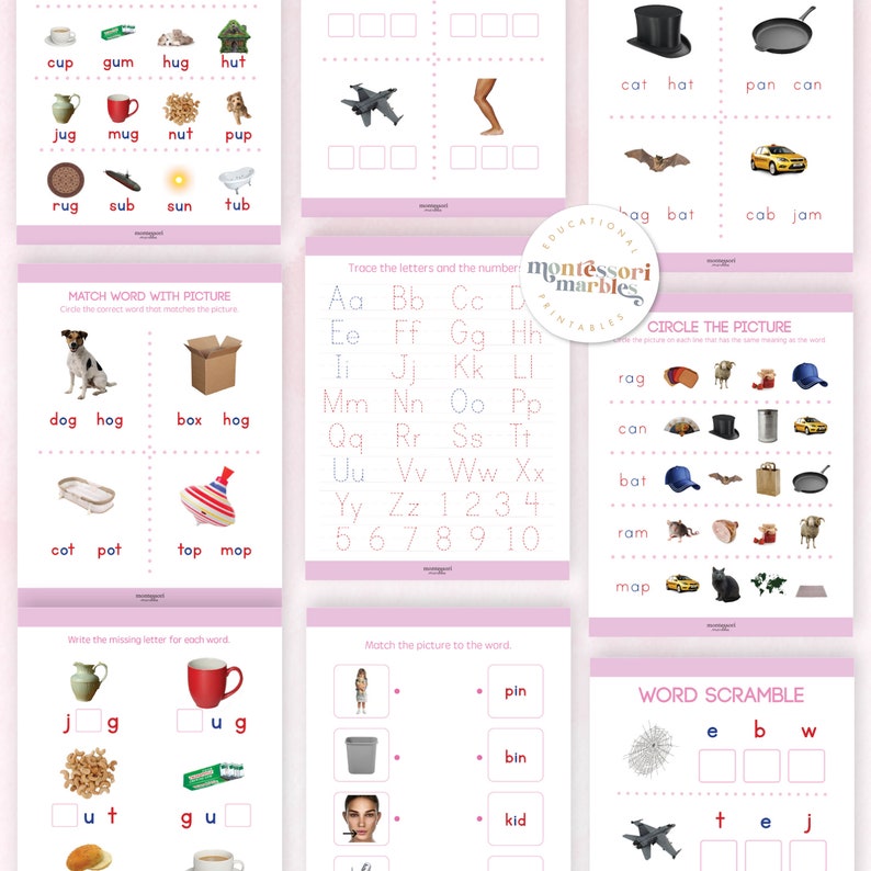 Pink Series Workbook Bundle | Montessori Language | CVC Words Reading ...
