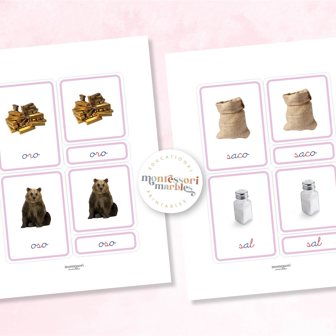 Spanish Pink Series Nomenclature Cards | Montessori Language ...