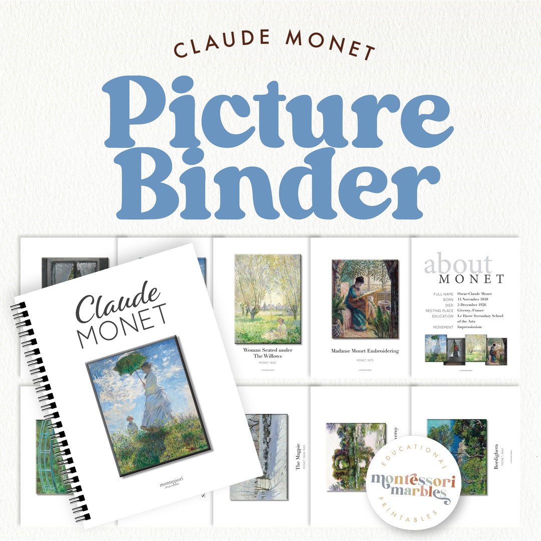 CLAUDE MONET Montessori Picture Binder, Art History for Kindergarten ...