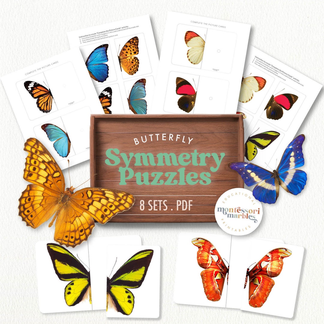 BUTTERFLY Symmetry Puzzles Montessori Inspired Visual Activity Spring ...