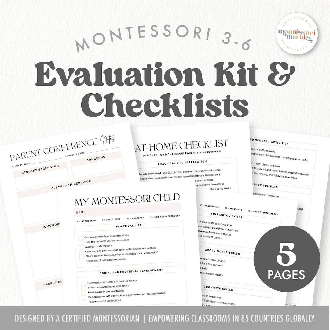 Montessori Evaluation Student Assessment Kit 3-6 | Parent Teacher ...