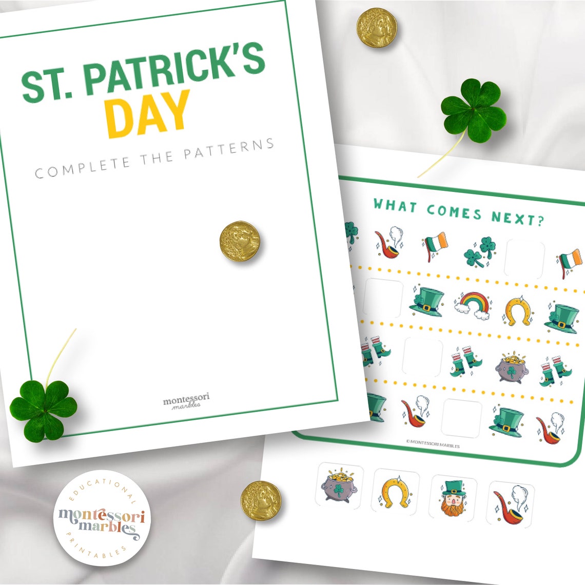 ST PATRICK'S DAY Complete the Patterns, Pattern Sequencing, Montessori ...