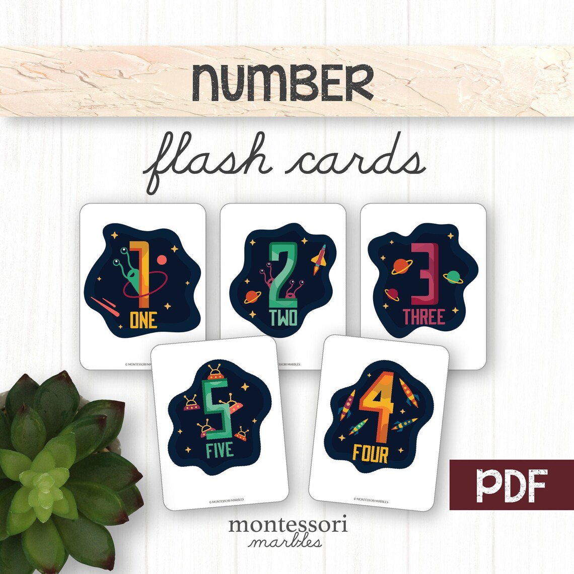 OUTER SPACE Number Flash Cards Toddler and Preschool Printables ...