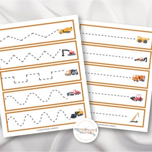 CONSTRUCTION TRUCKS VECHICLES Cutting Strips • Montessori Inspired Prek ...