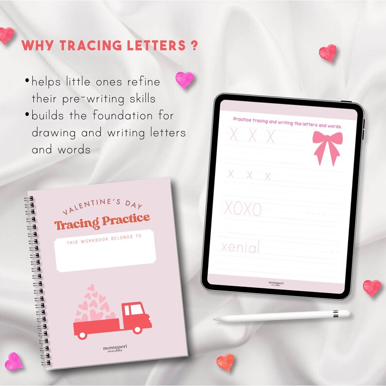 VALENTINE'S DAY Tracing Pages Handwriting Practice Workbook Fun ...