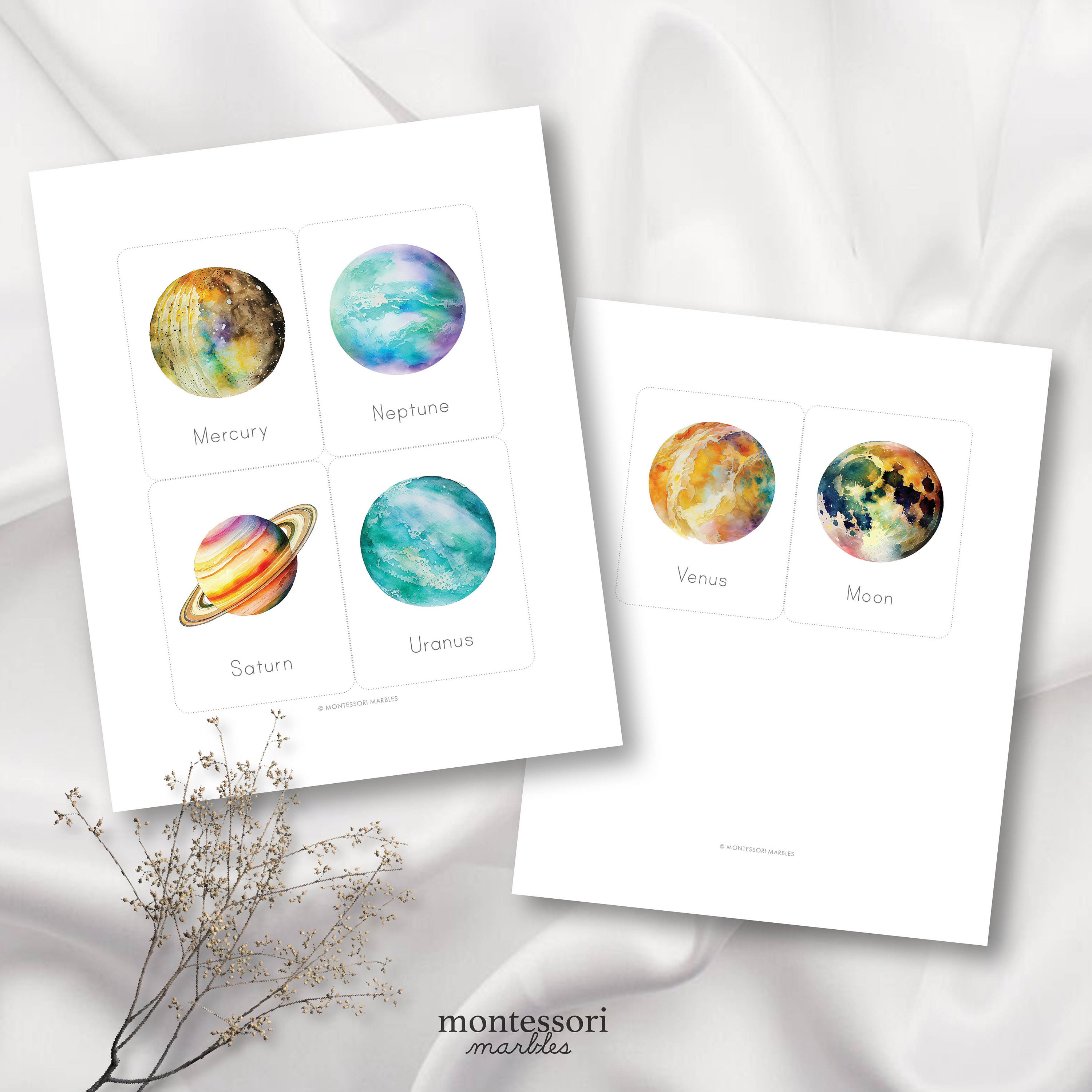 SOLAR SYSTEM Flash Cards 10 Flash Cards Montessori - Etsy