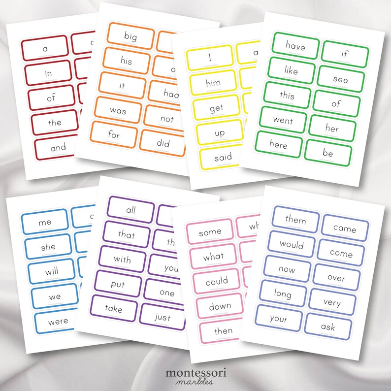 SIGHT WORDS Cards Montessori Puzzle Words for Learning Sight - Etsy