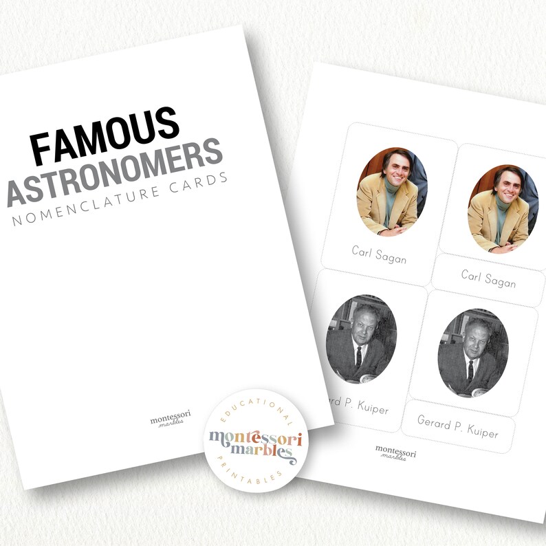 Famous Astronomers Nomenclature Cards | Montessori 3-part Science Cards ...