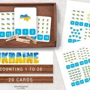 UKRAINE Counting 1 to 20 Cards Kindergarten Math Learn to - Etsy