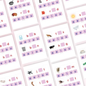 BUNDLE PACK Montessori Pink Series Missing Vowels Cards for Short A, E ...