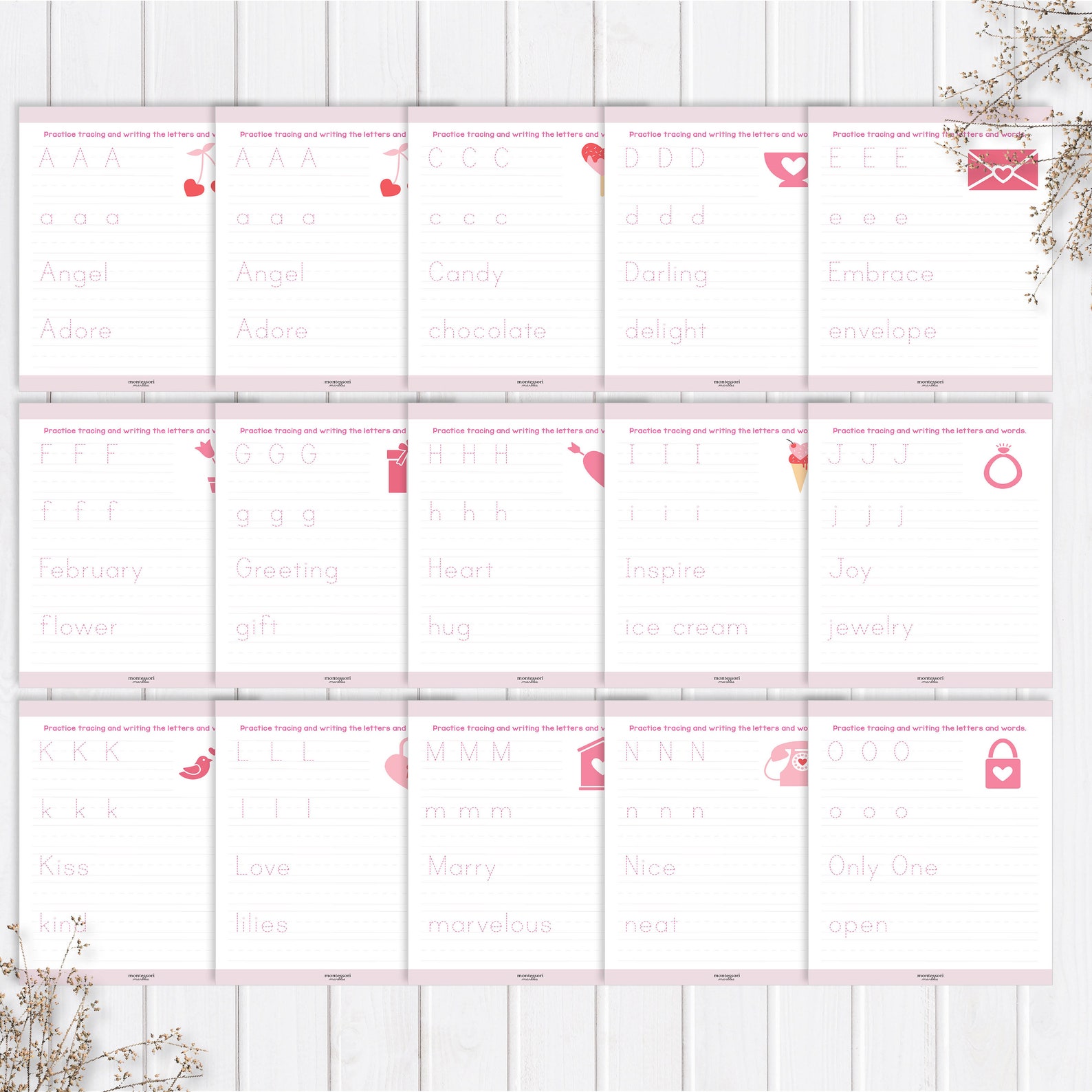 VALENTINES DAY Tracing Pages Handwriting Practice Workbook | Etsy