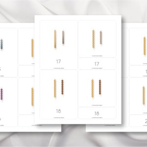 MONTESSORI GOLDEN BEADS Nomenclature Cards Kindergarten Math Counting 1 ...