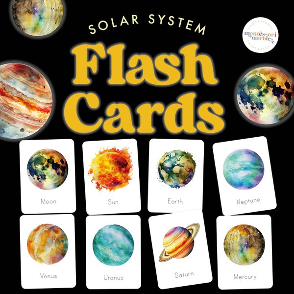 Solar System Flash Cards - Etsy UK