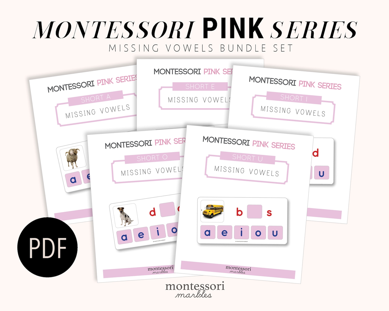 BUNDLE PACK Montessori Pink Series Missing Vowels Cards for - Etsy