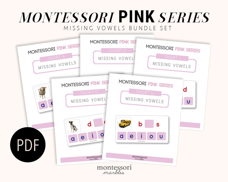 BUNDLE PACK Montessori Pink Series Missing Vowels Cards for - Etsy